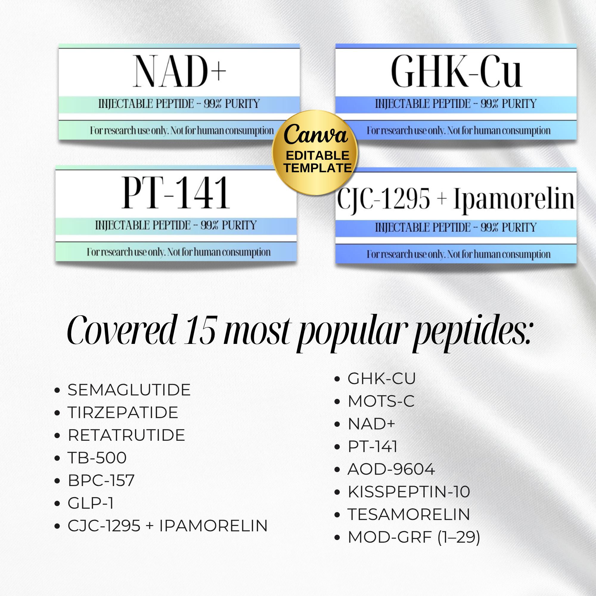 Peptide Label Template, Printable Label, Peptide Therapy Canva Template ...