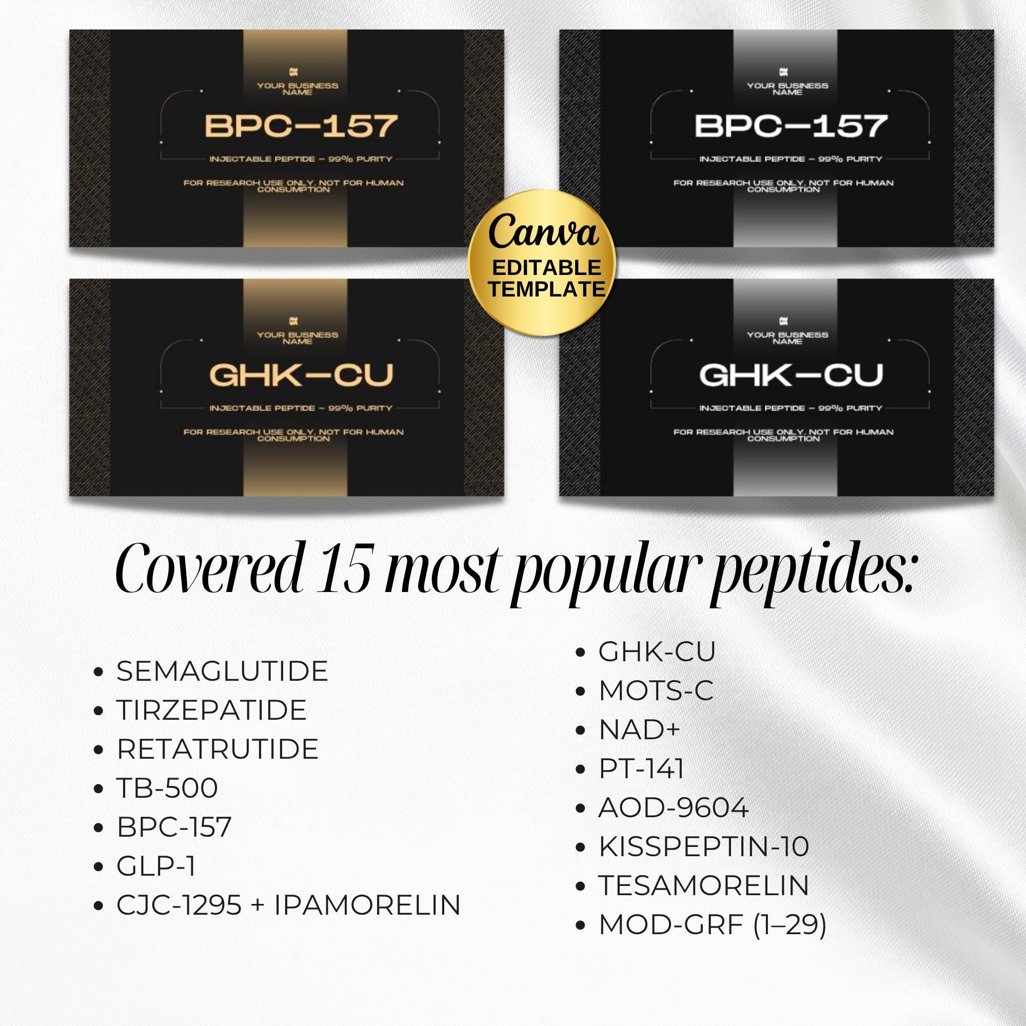 Peptide Label Template, Printable Label, Peptide Therapy Canva Template ...