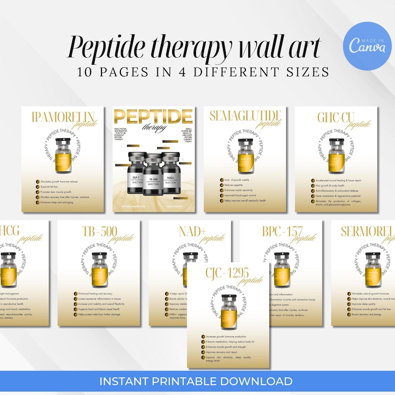 Peptide Benefits Posters, Peptide Print Art, Peptide Therapy Posters ...