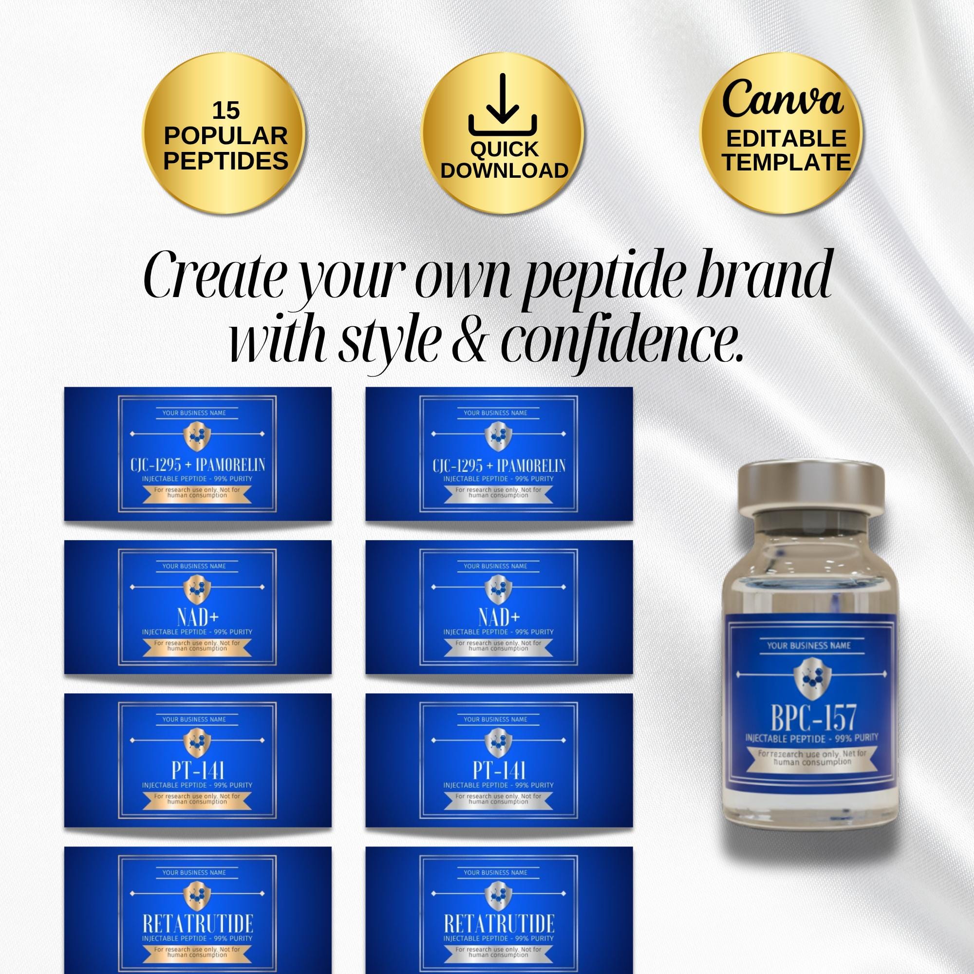 Peptide Label Template, Printable Label, Peptide Therapy Canva Template ...