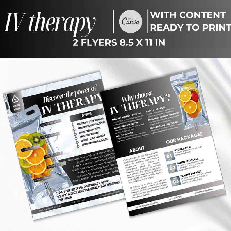 IV Vitamin Therapy Flyer Canva Template, IV Therapy Flyers, Iv Drip ...