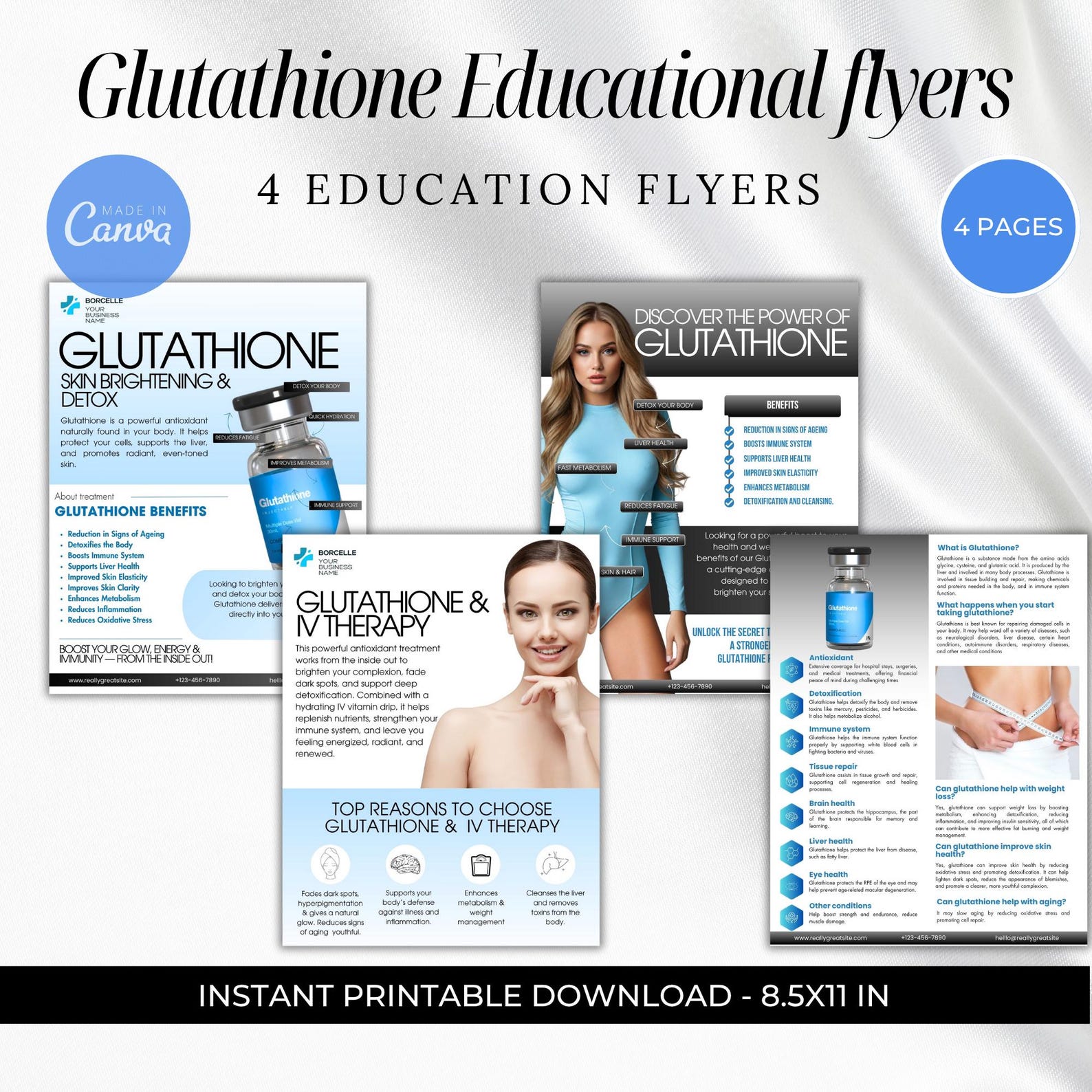 Glutathione Flyer IV Therapy Flyer, Glutathione Injection IV Drip Flyer ...