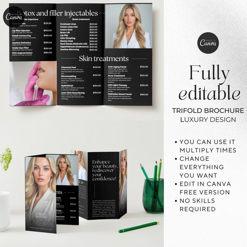 Botox and Filler Trifold Brochure, Minimalist Trifold Brochure ...