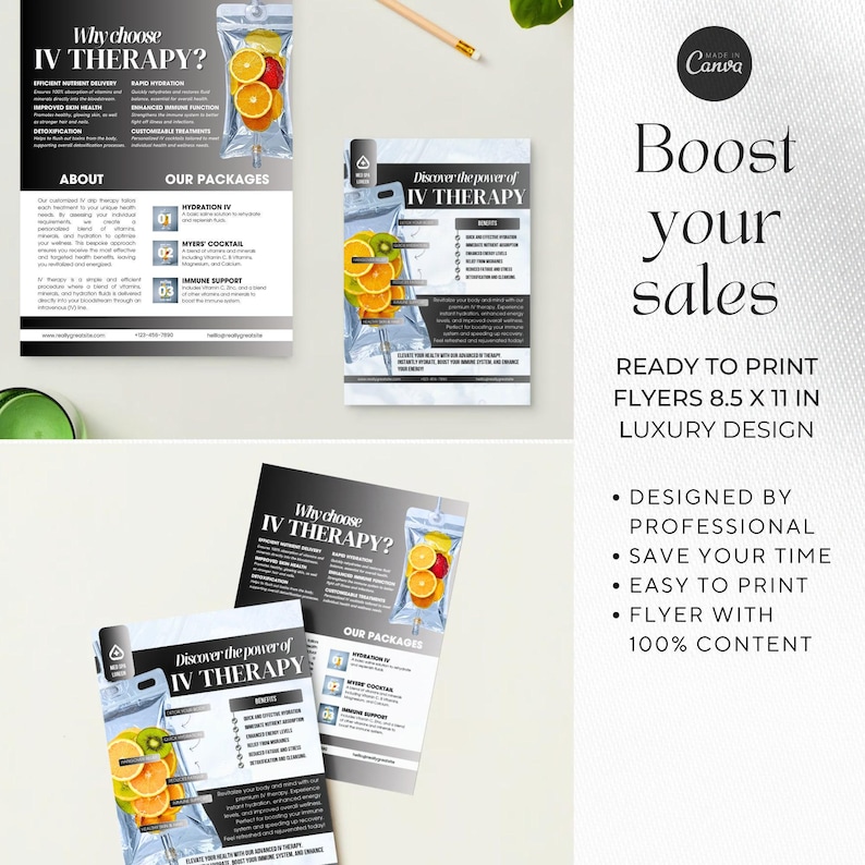 IV Vitamin Therapy Flyer Canva Template, IV Therapy Flyers, Iv Drip ...
