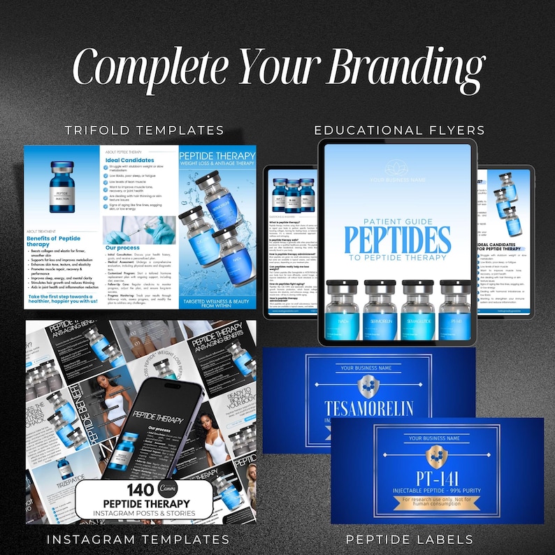 Peptide Label Template, Printable Label, Peptide Therapy Canva Template ...