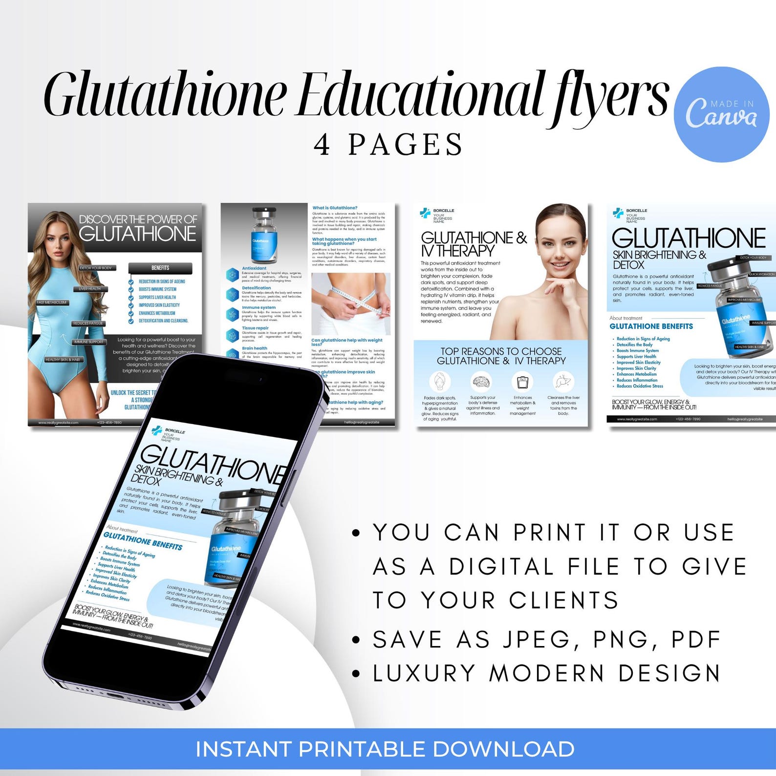 Glutathione Flyer IV Therapy Flyer, Glutathione Injection IV Drip Flyer ...
