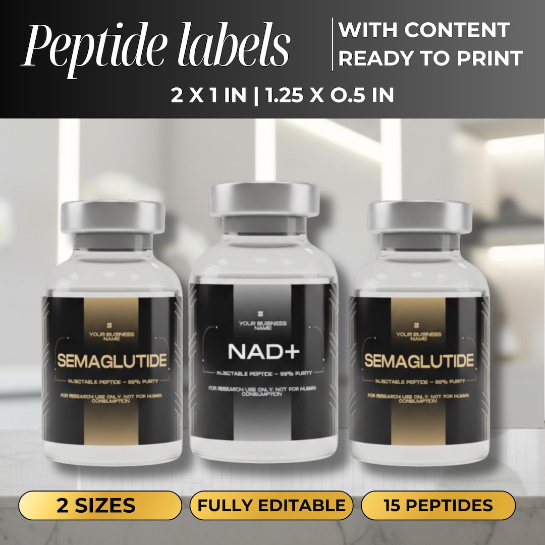 Peptide Label Template, Printable Label, Peptide Therapy Canva Template ...