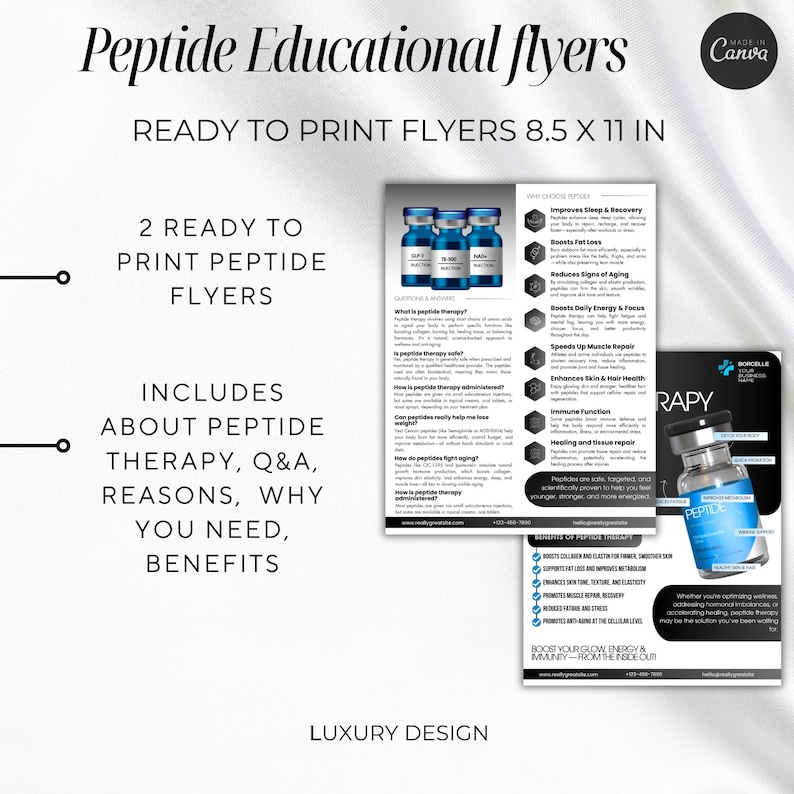 Peptide Flyer Canva Template, Peptide Therapy Flyer, Peptide Therapy ...