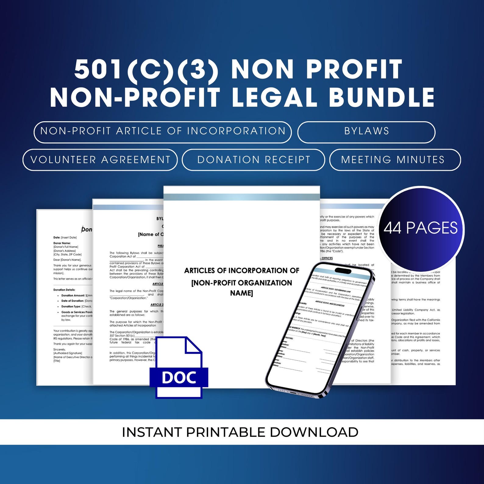 Non Profit Legal Forms Bundle, Non Profit Articles of Incorporation ...