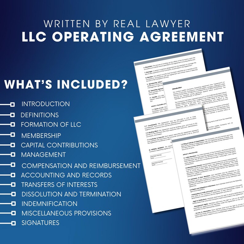 LLC Operating Agreement Form Multi Member LLC Operating Agreement ...