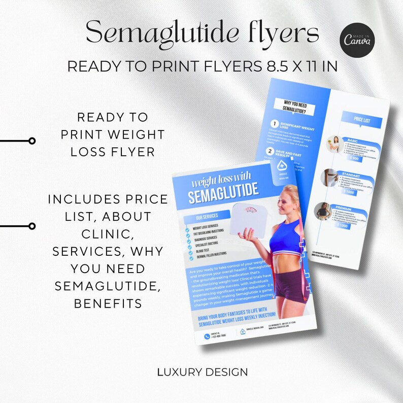 Semaglutide Flyer, Weight Loss Flyer Template, Semaglutide Canva Flyer ...