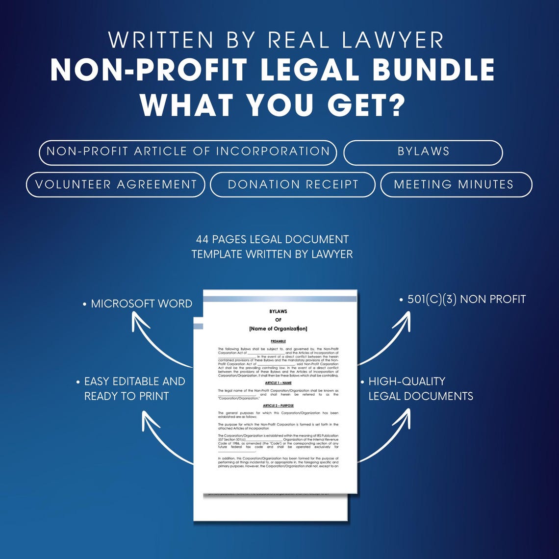 Non Profit Legal Forms Bundle, Non Profit Articles of Incorporation ...