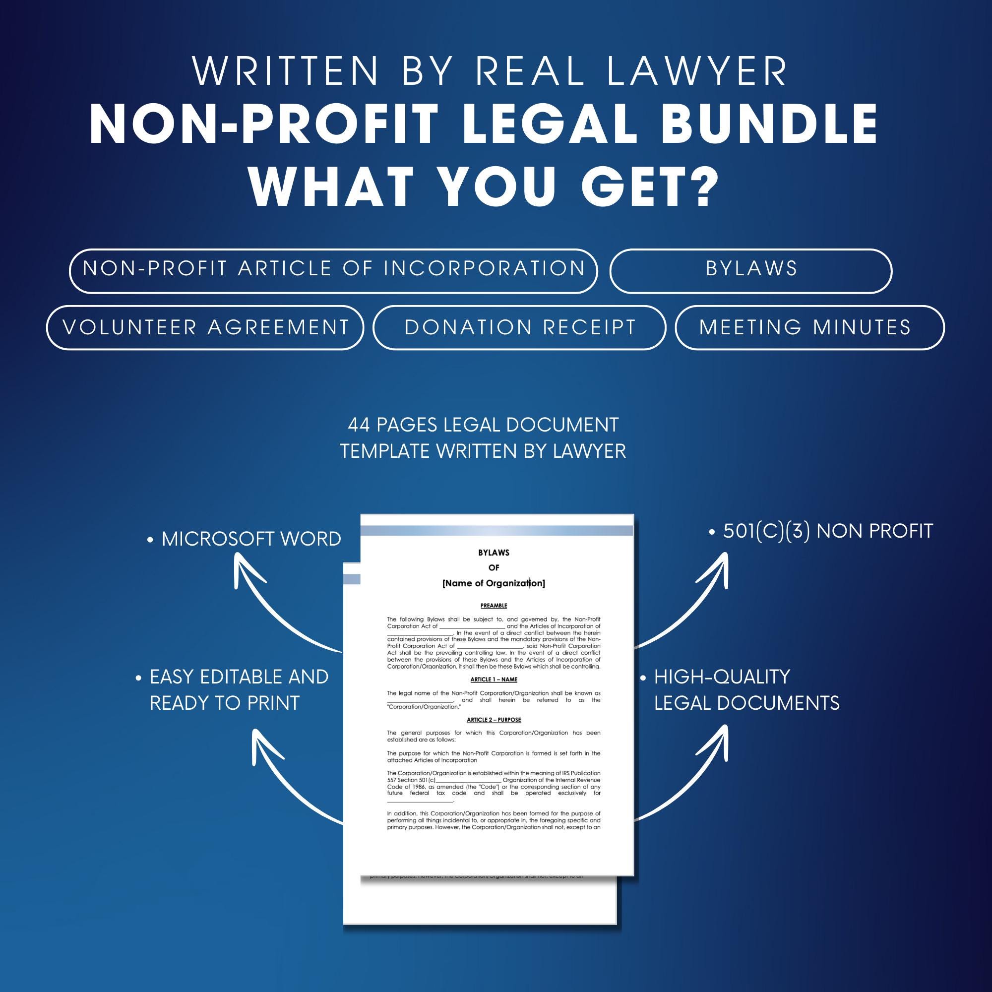 Non Profit Legal Forms Bundle, Non Profit Articles of Incorporation ...