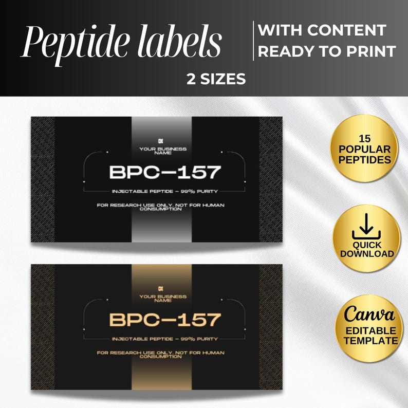 Peptide Label Template, Printable Label, Peptide Therapy Canva Template ...