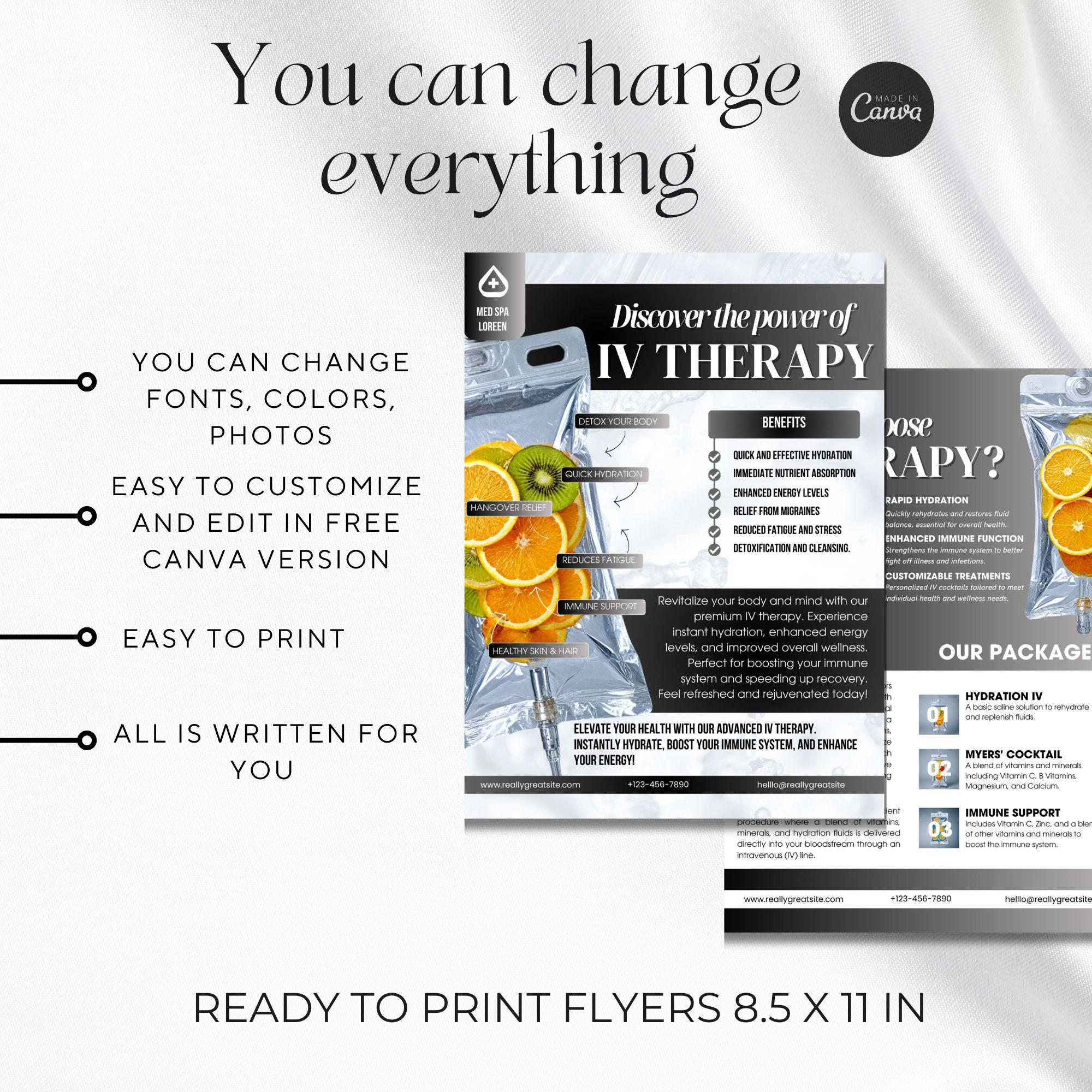 IV Vitamin Therapy Flyer Canva Template, IV Therapy Flyers, Iv Drip ...