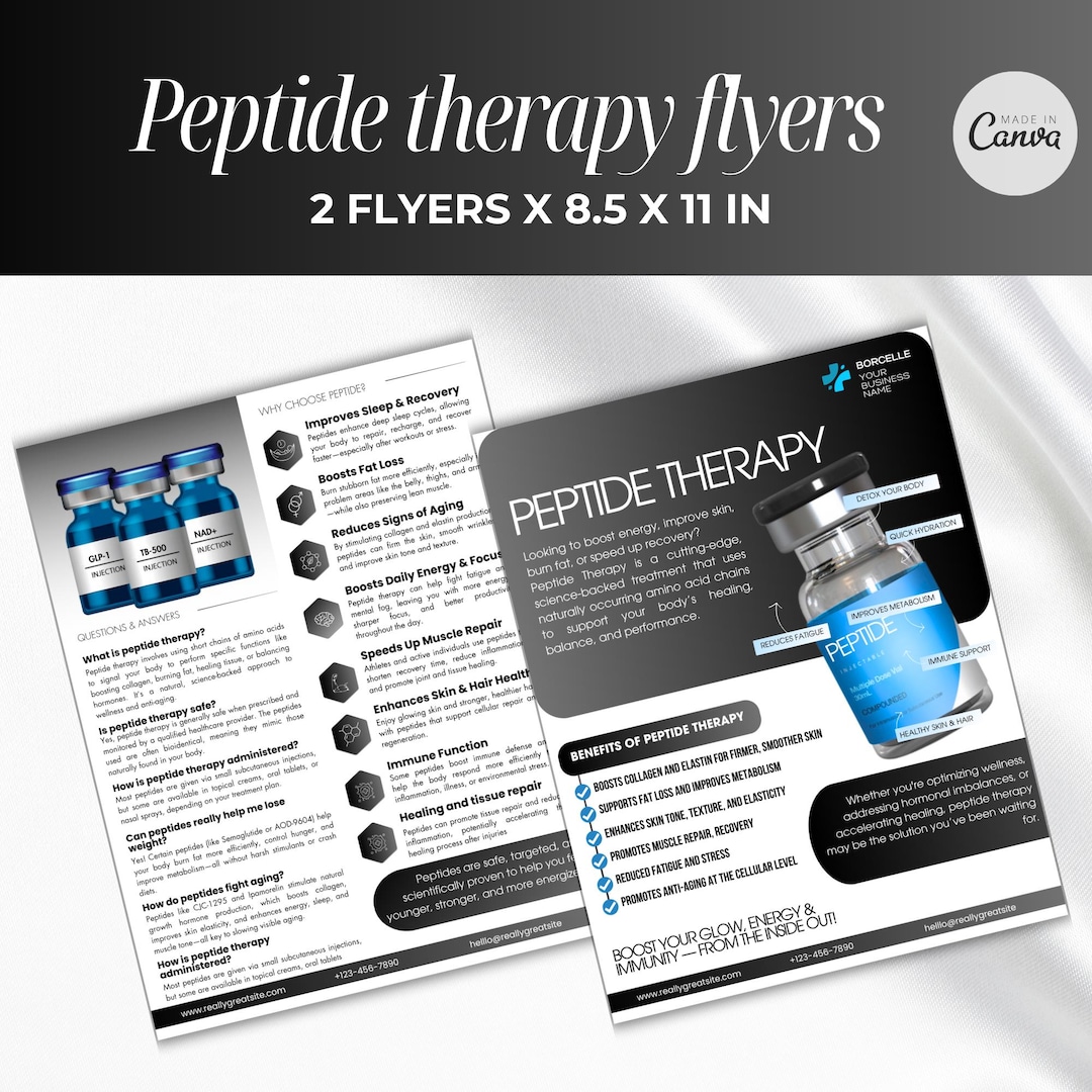 Peptide Flyer Canva Template, Peptide Therapy Flyer, Peptide Therapy ...