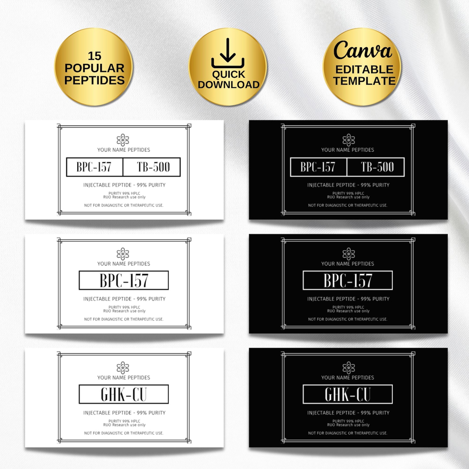 Peptide Label Template, Printable Label, Peptide Therapy Canva Template ...