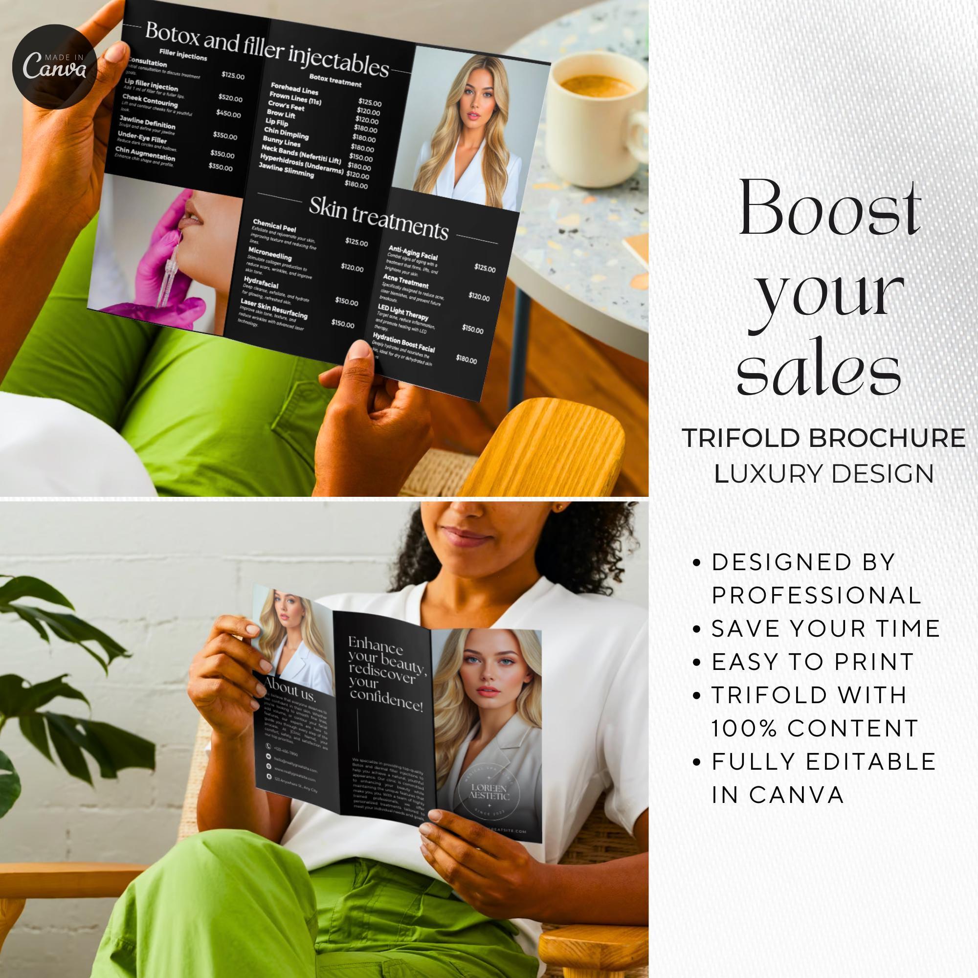 Botox and Filler Trifold Brochure, Minimalist Trifold Brochure ...