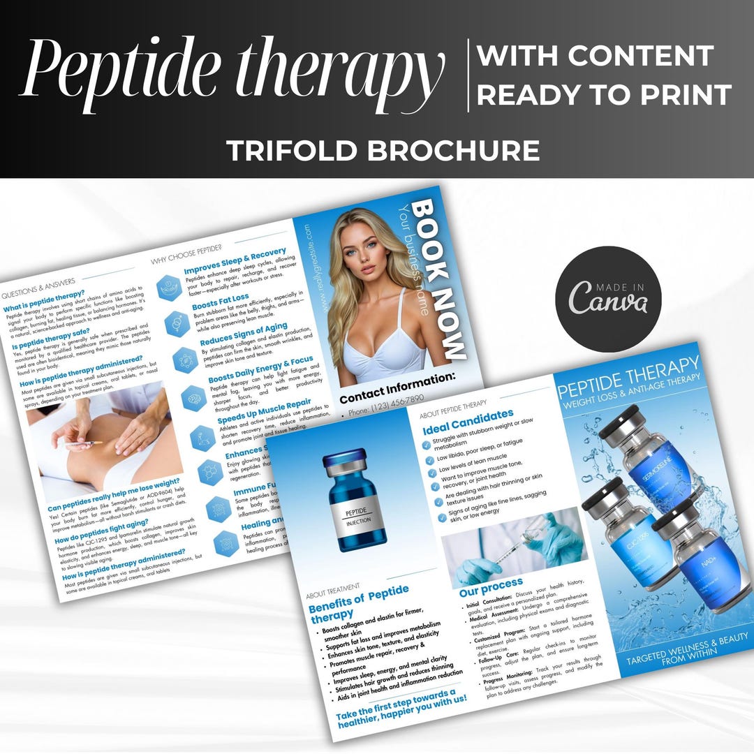 Peptide Therapy Trifold Brochure, Weight Loss Trifold Canva Template ...