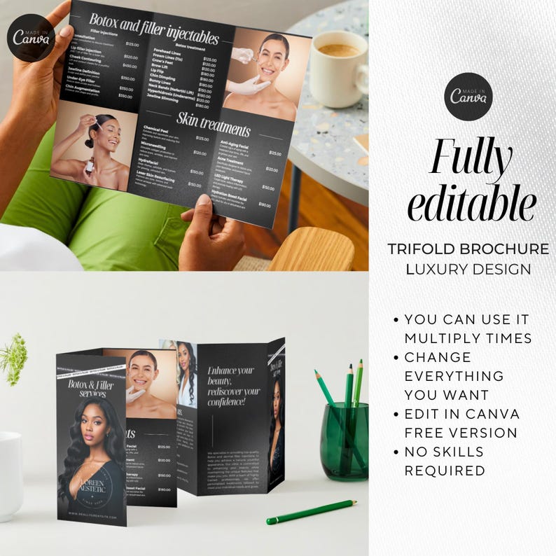 Botox and Filler Trifold Brochure, Nurse Injector Brochure, Med Spa ...