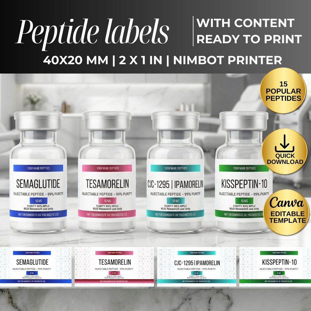 Peptide Label Template, Printable Label for Peptide Therapy Canva ...