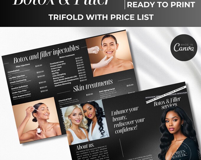 Botox and Filler Trifold Brochure, Nurse Injector Brochure, Med Spa ...
