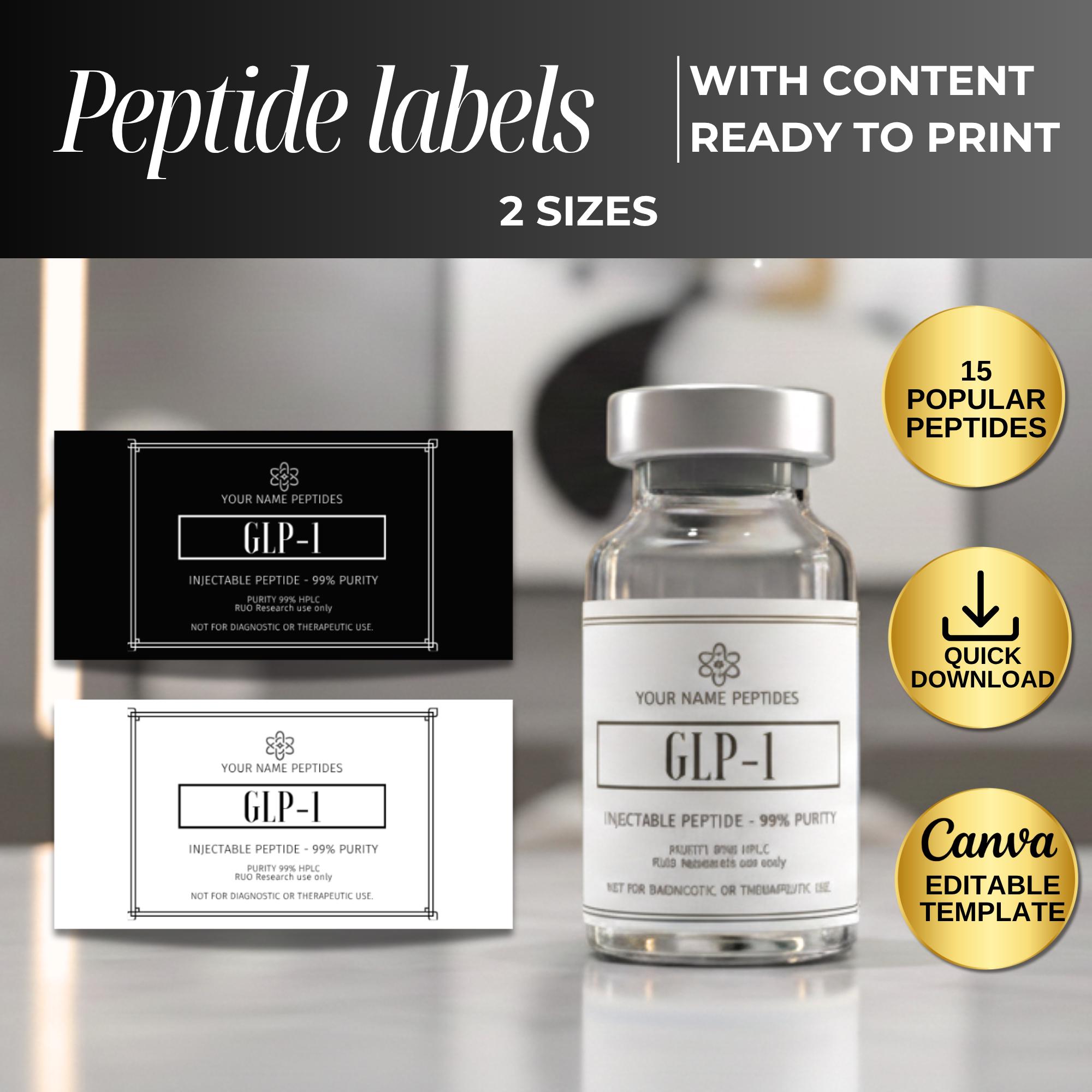 Peptide Label Template, Printable Label, Peptide Therapy Canva Template ...
