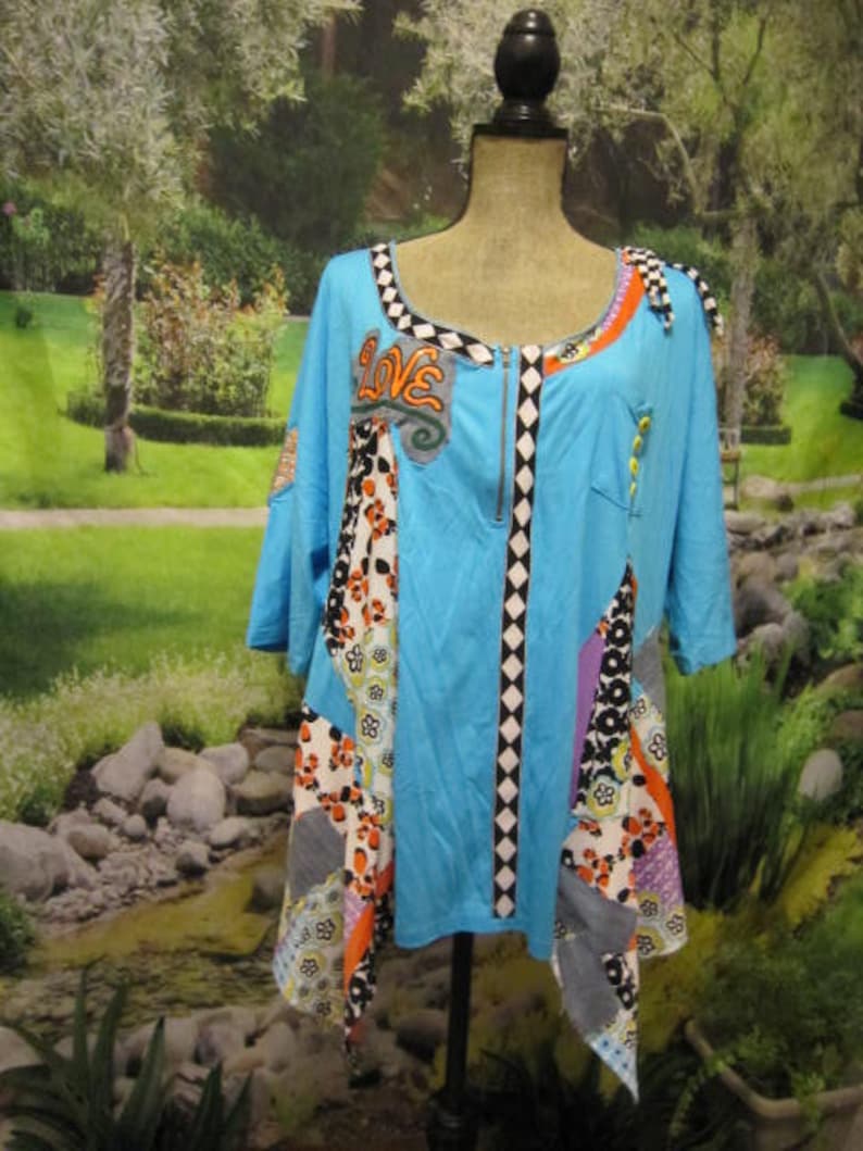 Love Upcycled Top Reconstructed Boho Patchwork Unique Top - Etsy