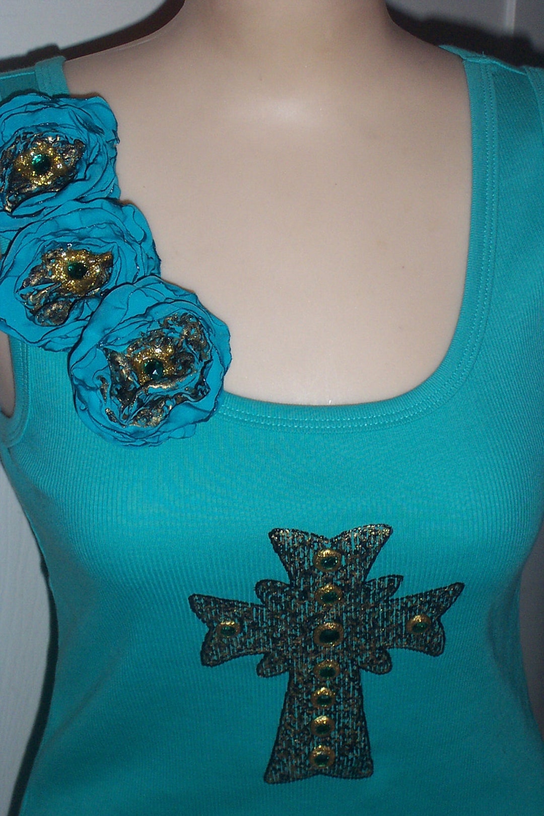 Beautiful Cross Rosette Tank Top - Etsy