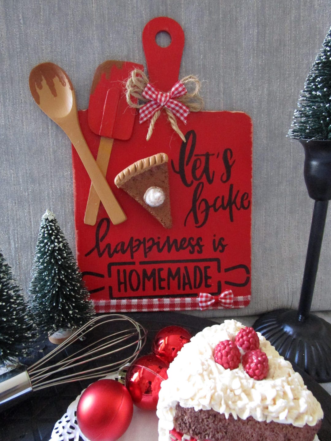 Baking Board, Let's Bake Happiness is HOMEMADE, Fake Bake Decor, Tiered ...