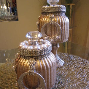 Glam Rose Gold Jar Set, Decorative Bling Jar Set, Glam Bling Decor ...
