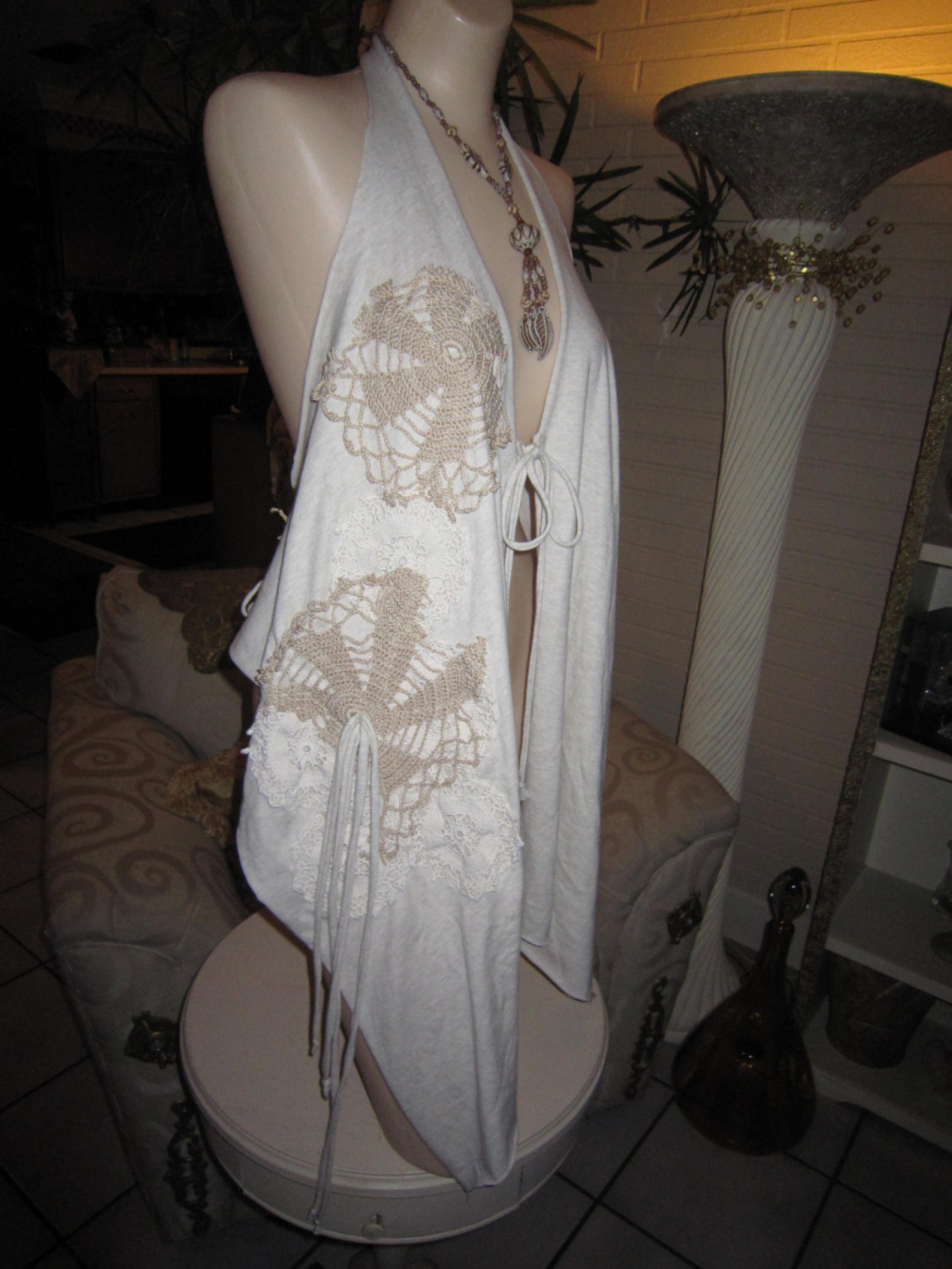 Upcycled Vest Halter Top Lagenlook Top Cottage Chic Mori - Etsy