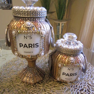 Glam Rose Gold Jar Set, Decorative Bling Jar Set, Glam Bling Decor ...