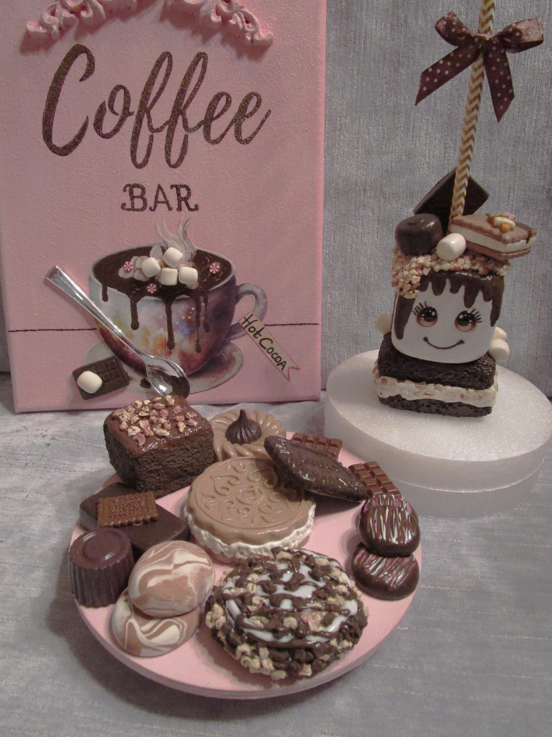 Chocolate Charcuterie Board, Fake Bake Decor, Tiered Trays, Chocolate ...