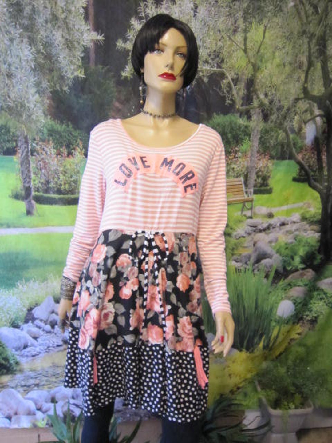 Love More Upcycled Top, Reconstructed, Boho, Art to Wear Unique Top ...