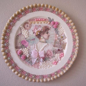 Shabby Chic Decor Plate, Romantic Theme, Girl Theme, Collage Home Decor ...