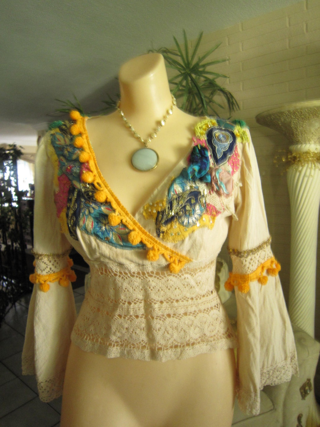 Vintage Gypsy Romantic Top, Mod, Boho, Tattered, Hippie, Peasant ...