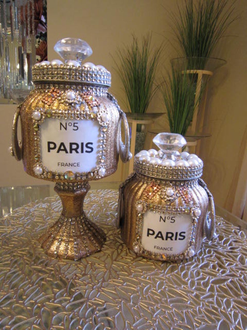 Glam Rose Gold Jar Set Decorative Bling Jar Set Glam Bling - Etsy
