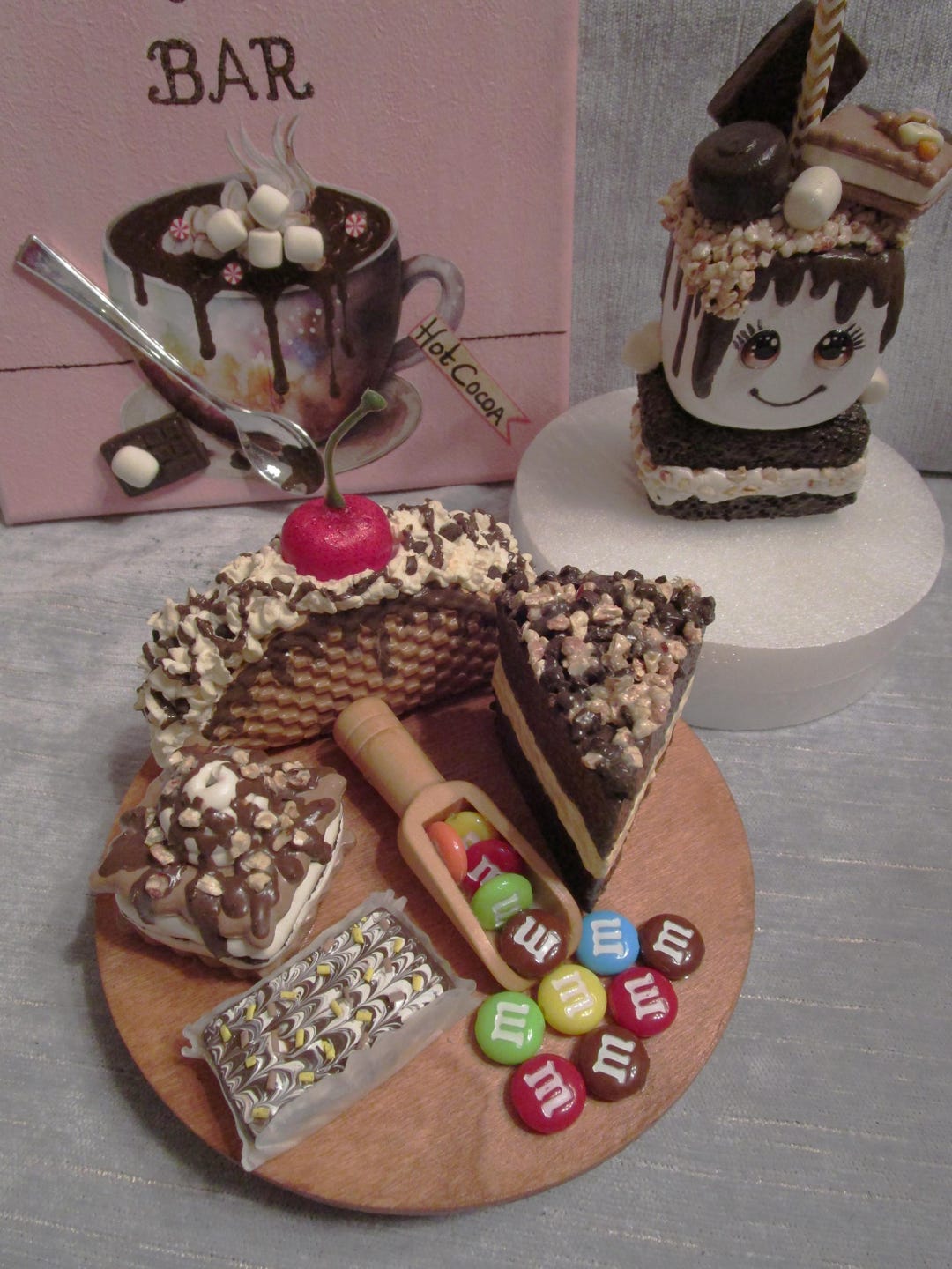 Chocolate Charcuterie Board, Fake Bake Decor, Tiered Trays, Chocolate ...