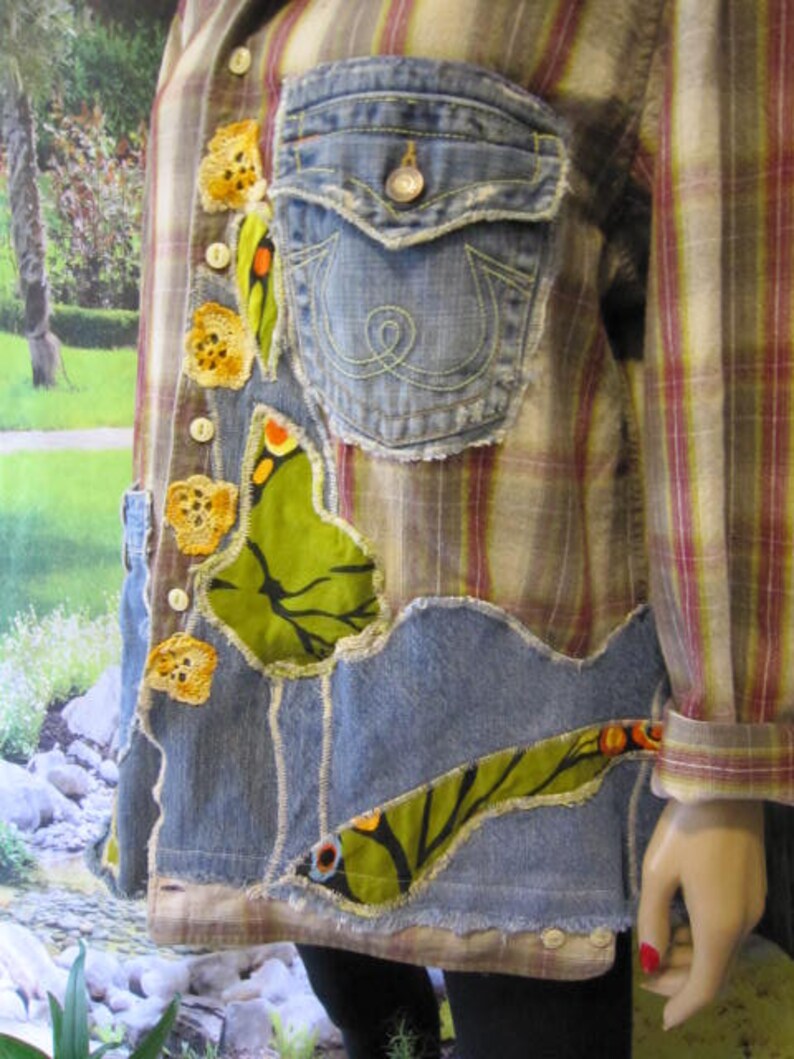 Boyfriend Upcycled Shirt Reconstructed Boho Patchwork - Etsy
