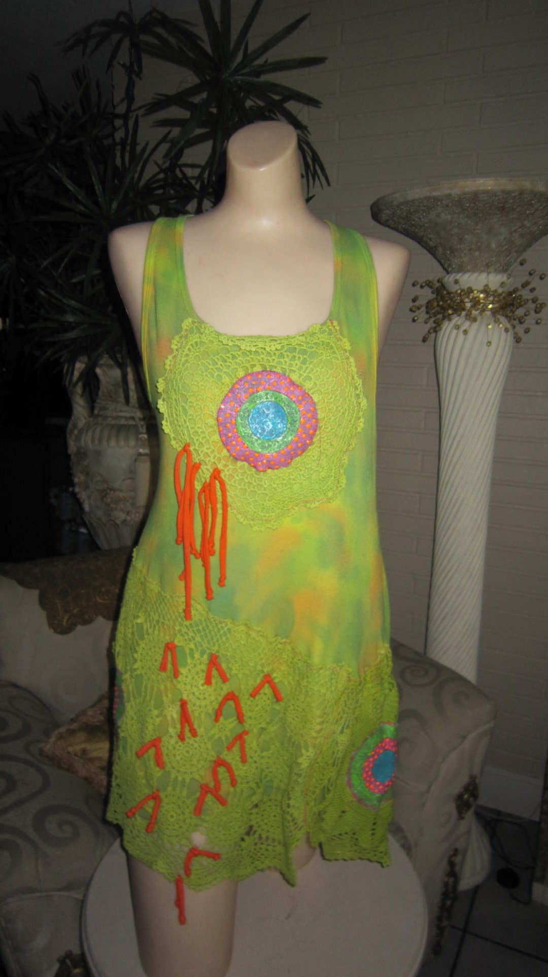 Hand Painted Patch Work, Tank Top, Shabby Chic, Upcycled Tank Top, Art ...
