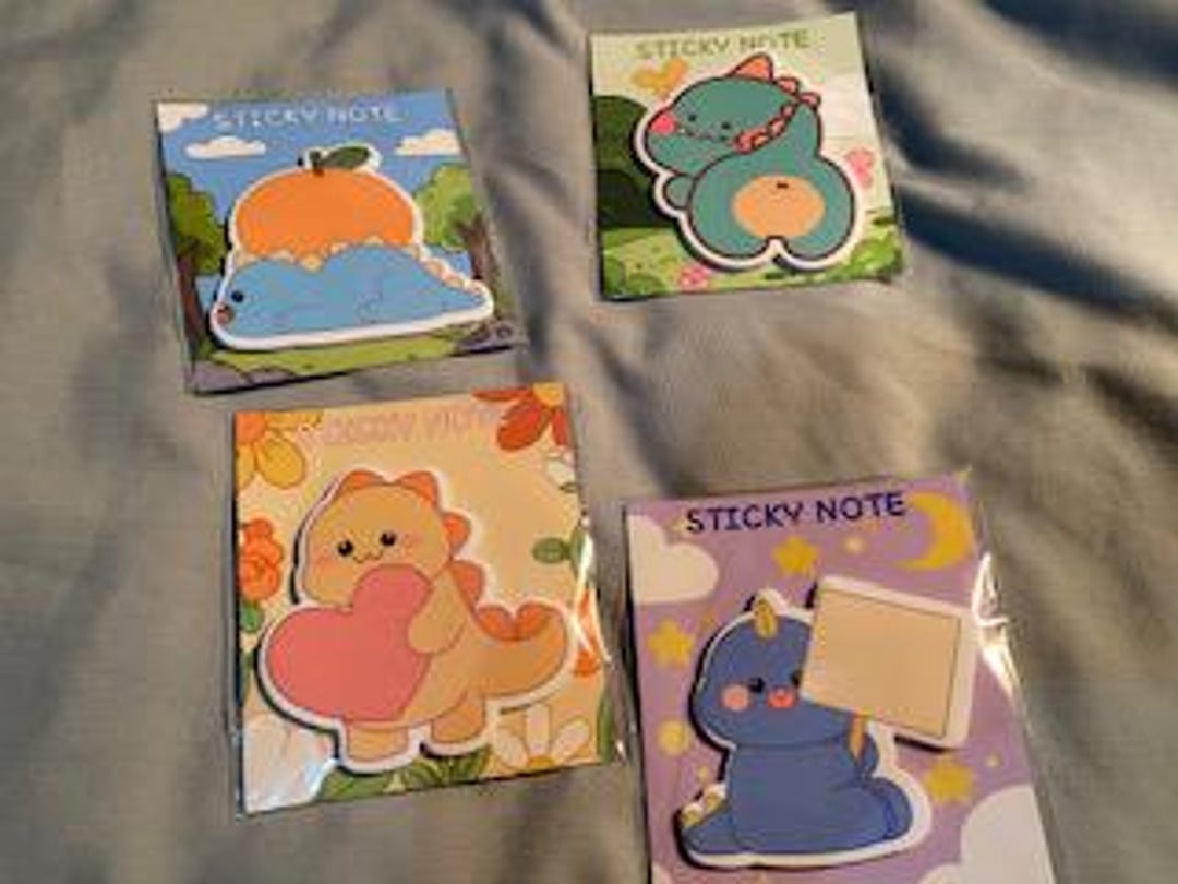 Cuto Cartoon Dinosaur Sticky Notes Set of 4 - Etsy