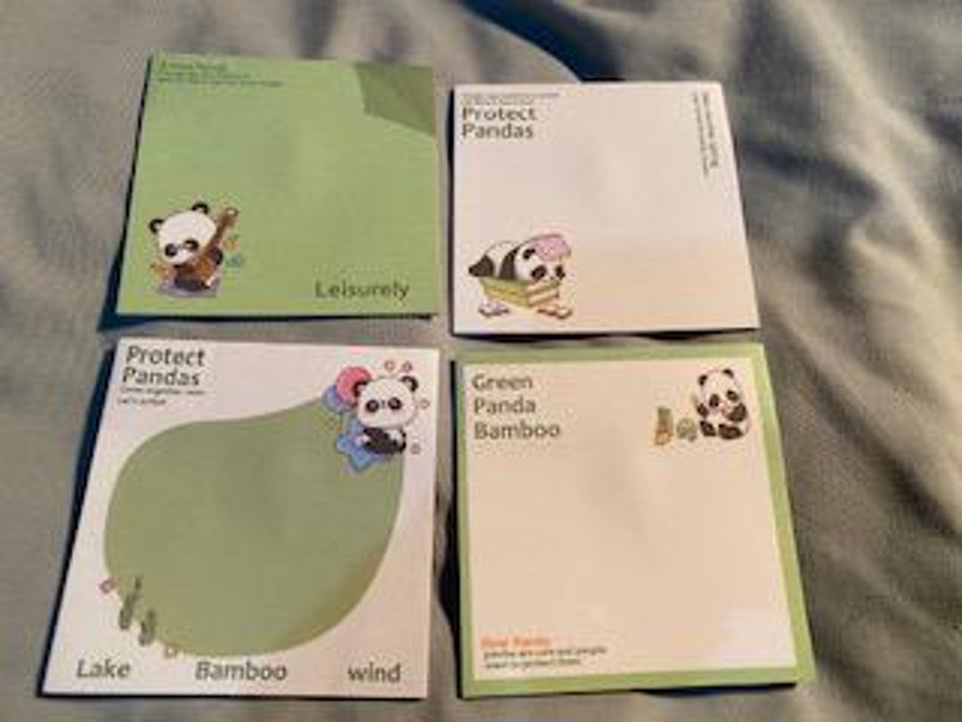 4 Pack Panda Themed Sticky Notes - Etsy