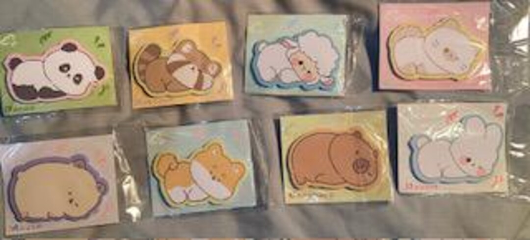 Cute Animal Sticky Notes/kawaii Cartoon Memo Pad - Etsy