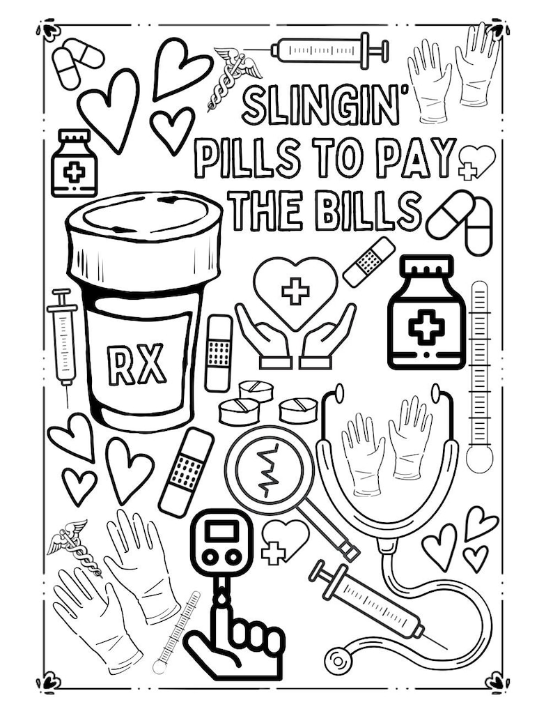 Printable Pharmacy Coloring Pages - Etsy