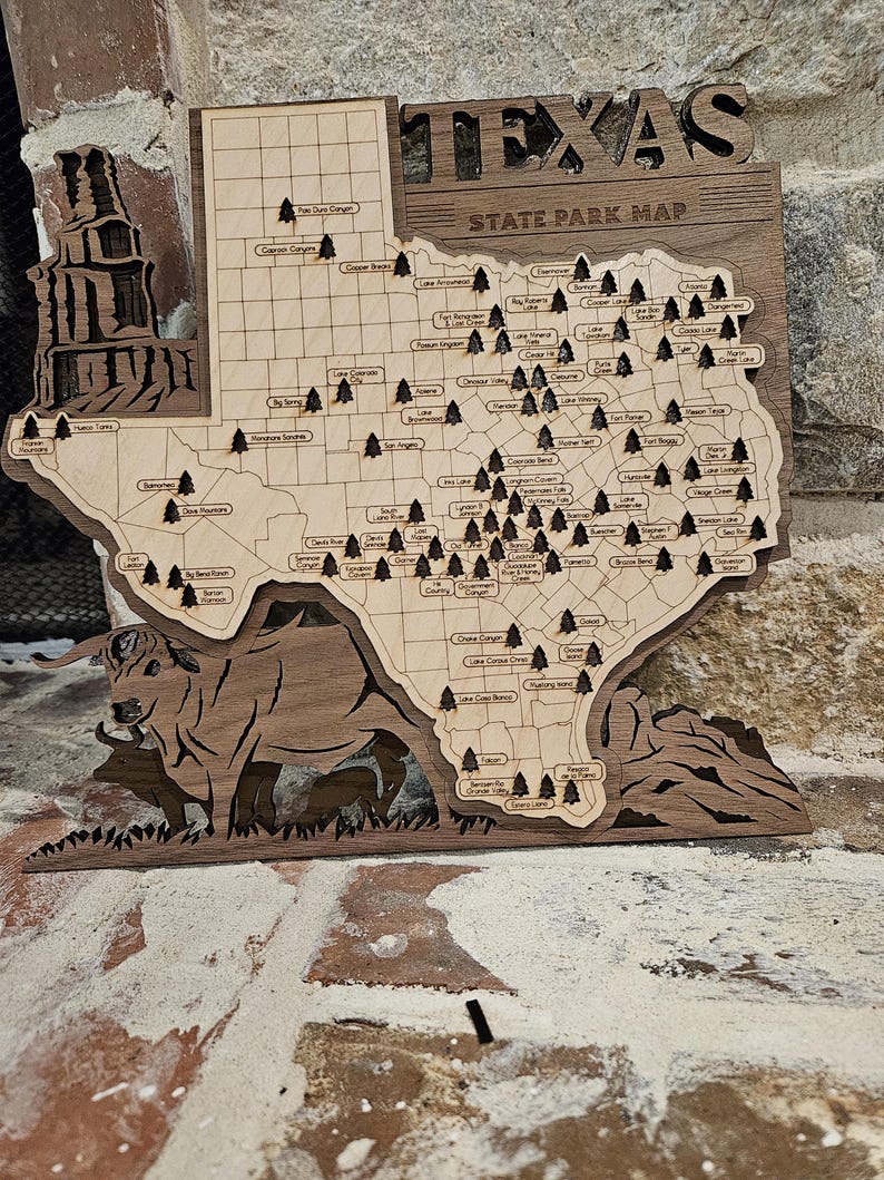 Texas State Parks Map - Etsy