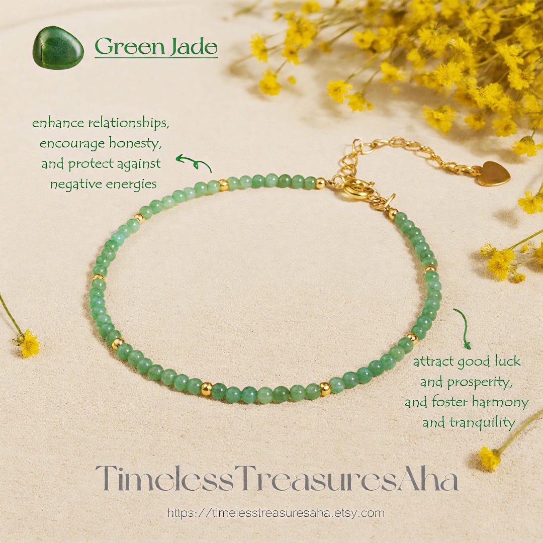 Natural Green Jade 2mm Subtle Beads Bracelet | Healing Protection ...