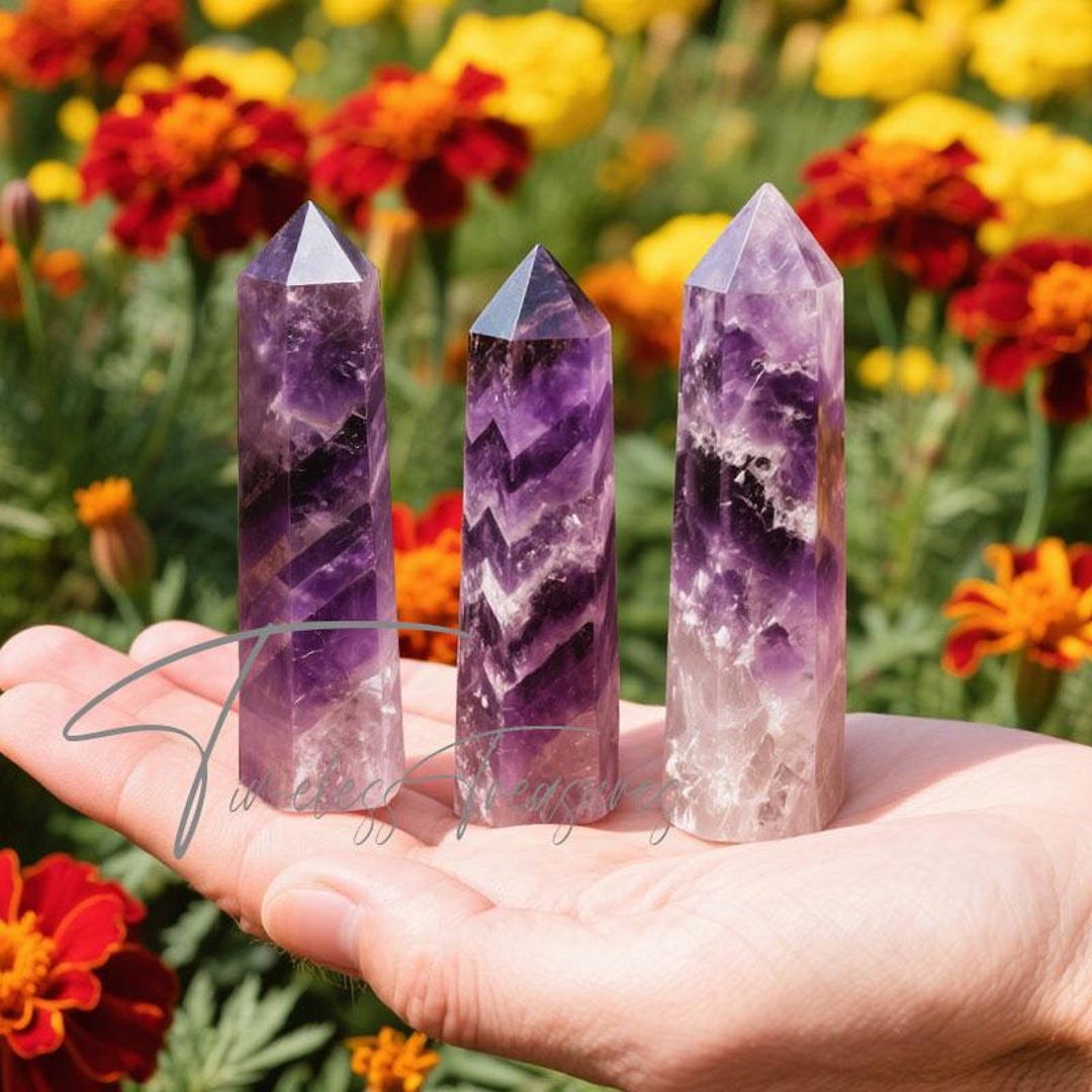 Chevron Amethyst Crystal Obelisk - Healing Chakra Meditation Witch ...