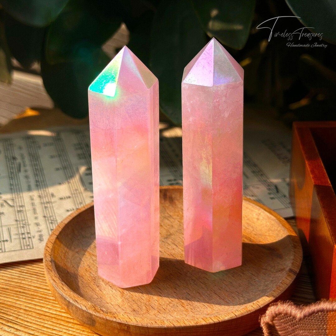 Angel Aura Rose Pink Quartz Tower Wands - Healing Chakra Witchy Crystal ...