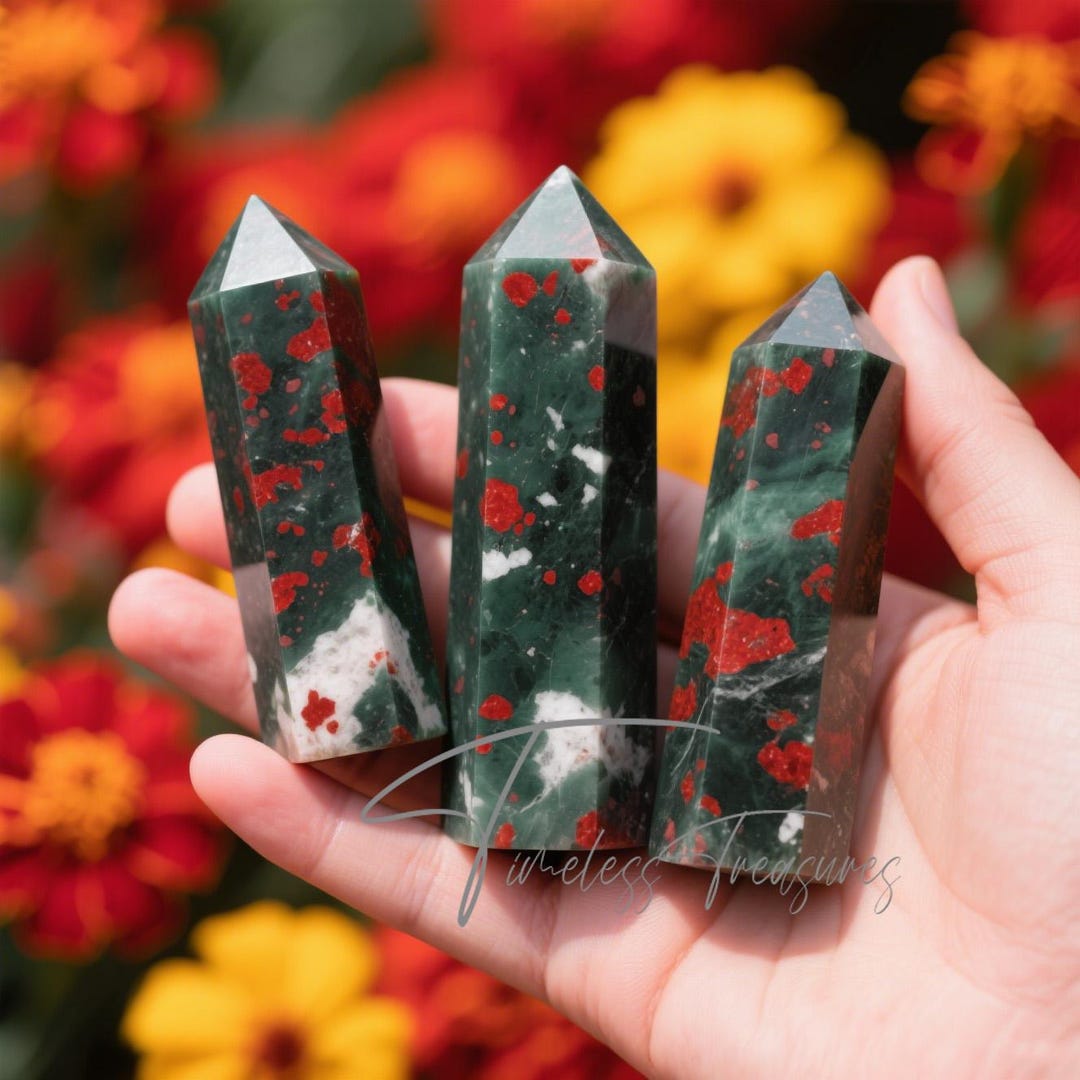 African Bloodstone Jasper Crystal Point Tower- Healing Chakra Witchy ...